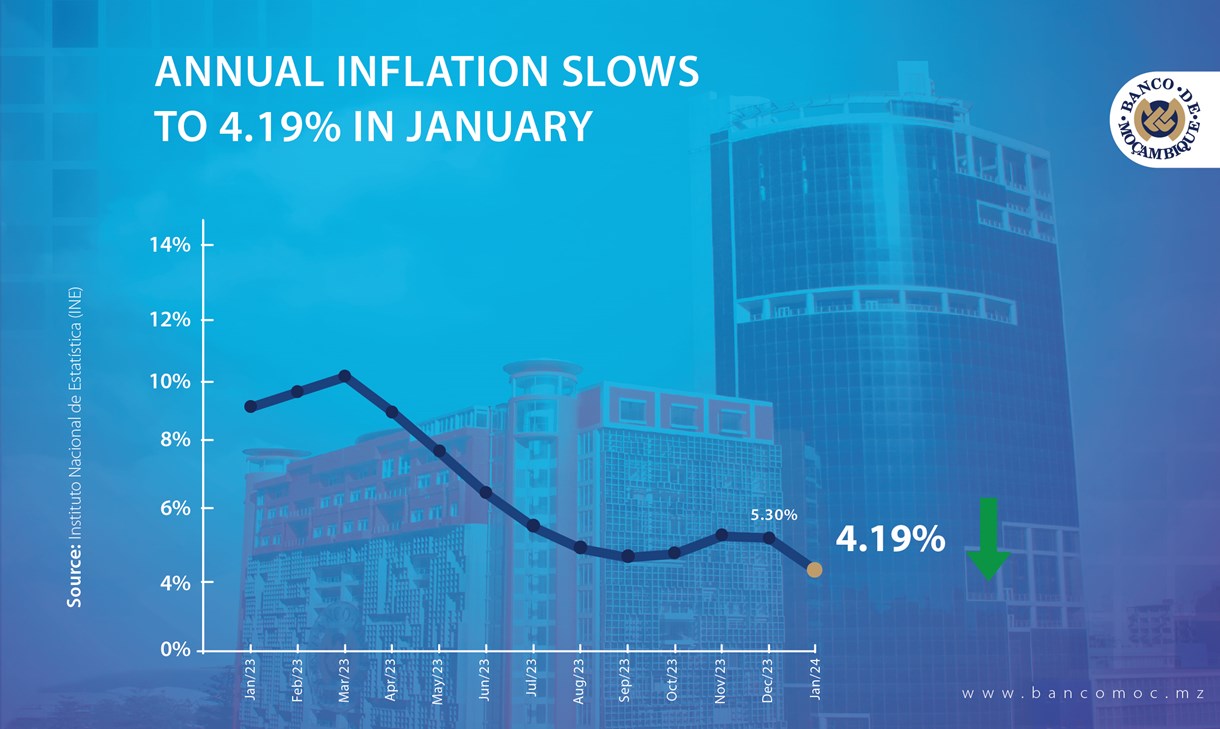 ANNUAL INFLATION SLOWS TO 4.19% IN JANUARY - Banco de Moçambique