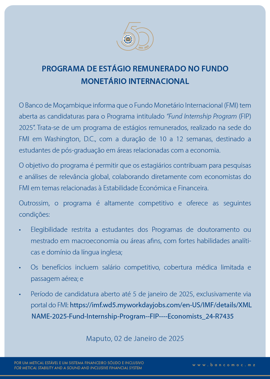 PROGRAMA DE ESTÁGIO REMUNERADO NO FUNDO MONETÁRIO INTERNACIONAL - Banco ...